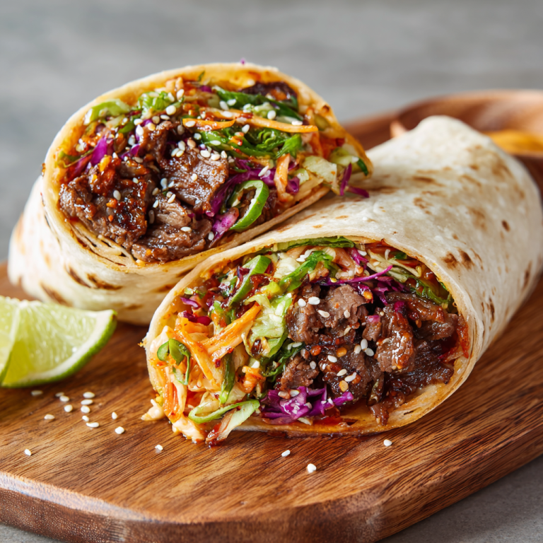 Korean BBQ Beef Wrap : Bulgogi, Kimchi Slaw & Gochujang Mayo Perfection ...